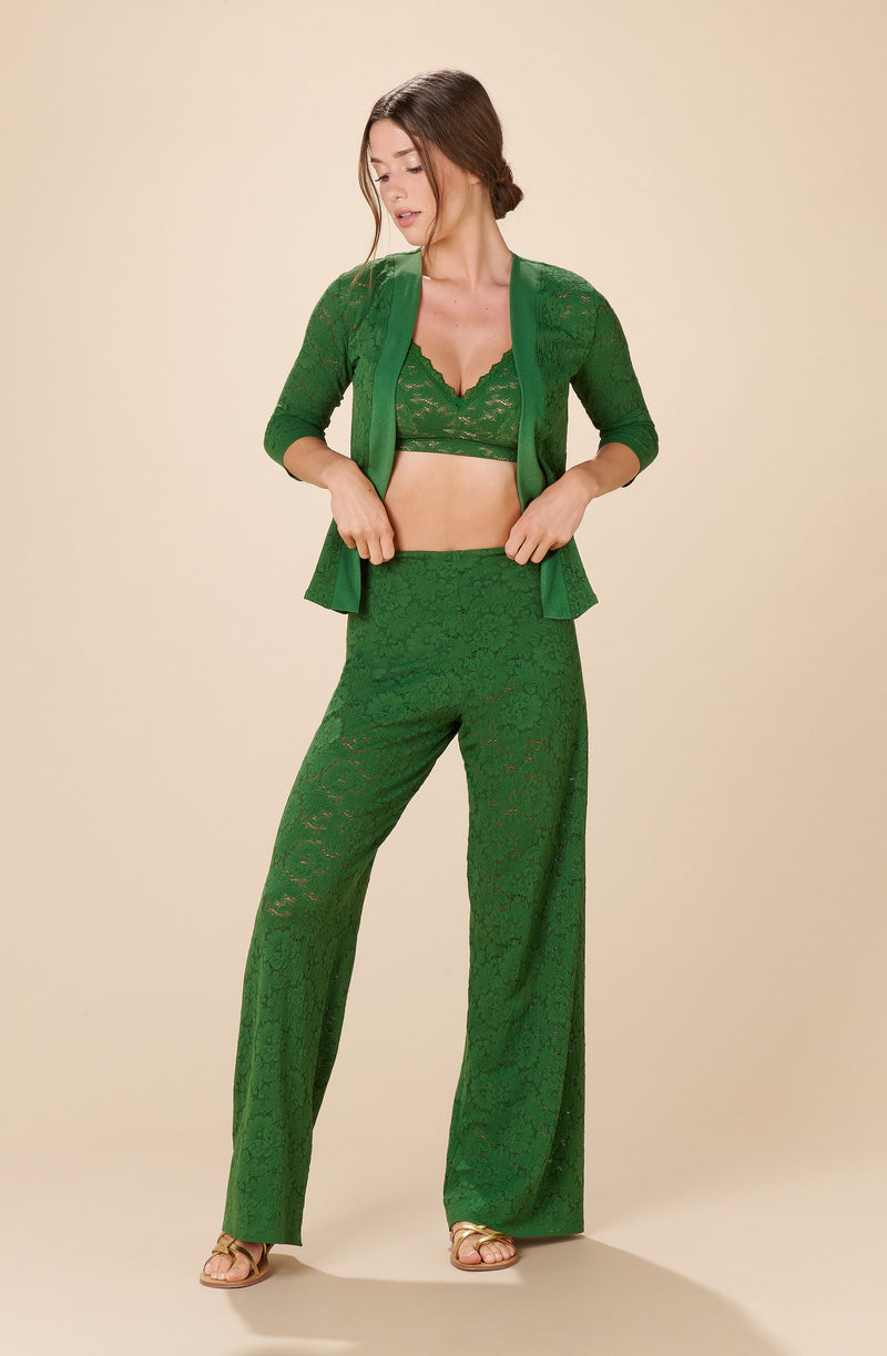 Paco - Pantalon en Dentelle Vert Olive - Pain de Sucre